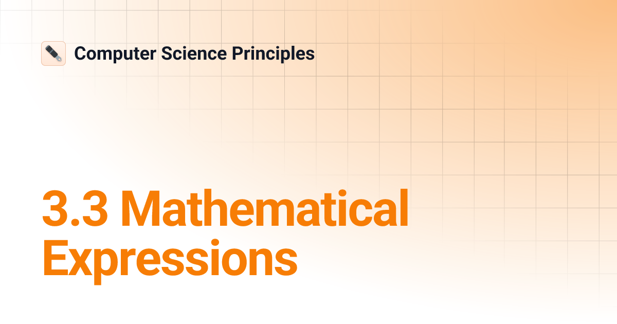 3.3 Mathematical Expressions | Computer Science Principles